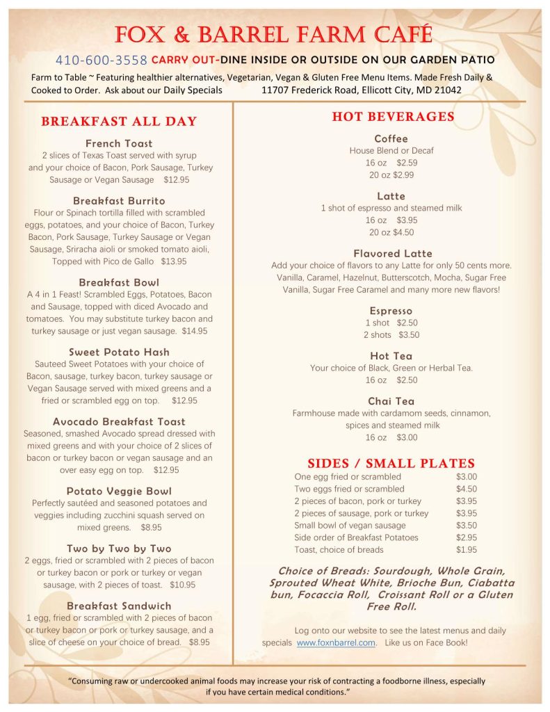 All Day Breakfast Menu